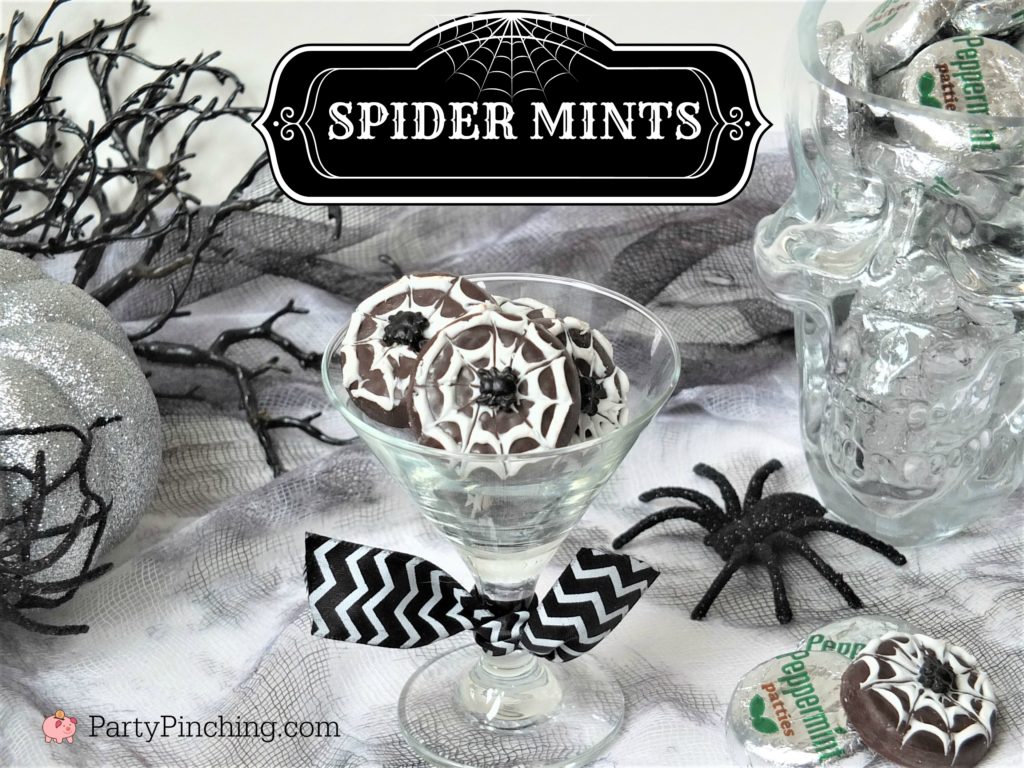 Spider Mints for Halloween easy dessert treat using Palmer Mint Patties