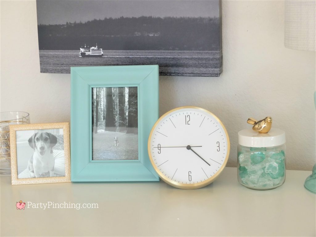 Tiffany Blue Home Office Makeover, gold accents, pretty office on a budget
