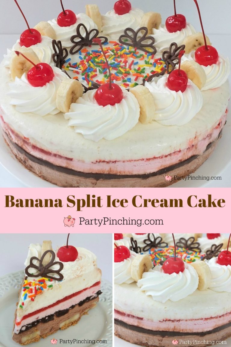Banana Split Ice Cream Cake, Best ice cream cake recipe, easy summer
