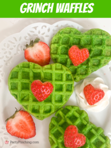 best grinch waffles, best christmas breakfast ideas, grinch kids party food