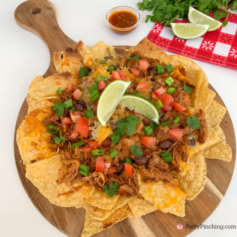 BBQ pulled pork nachos, easy slow cooker pulled pork recipe game day
