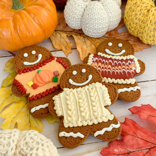 Sweater Weather Fall Gingerbread cookies wearing sweaters cute